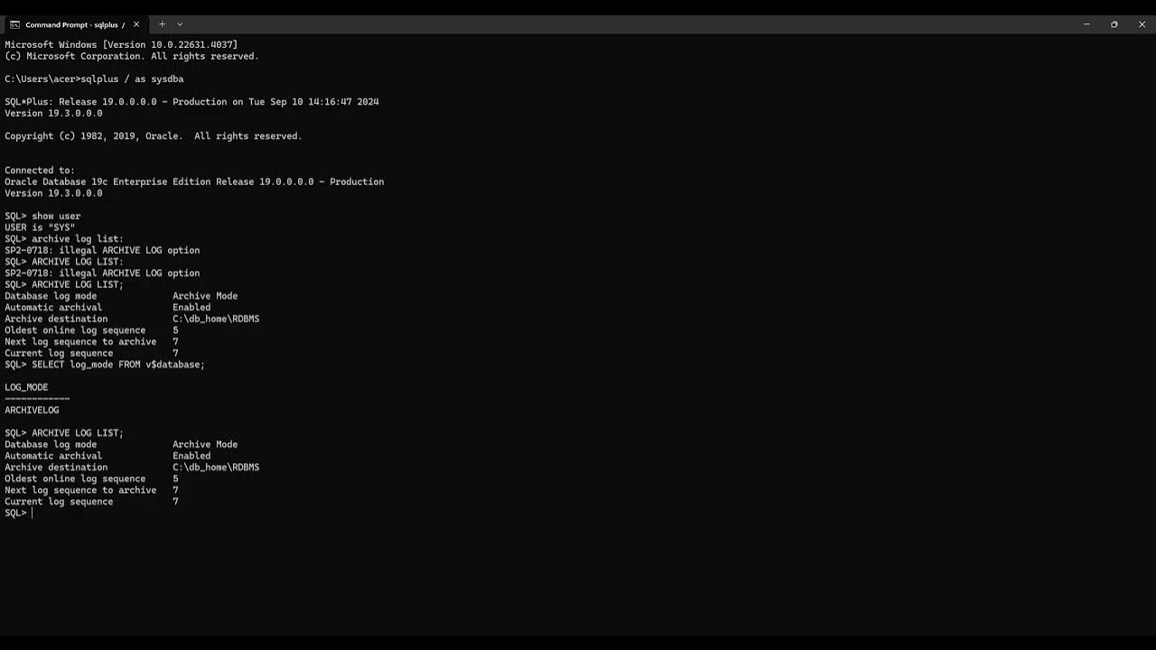 Oracle 9 What is archive log mode and how to enable archive log mode - YouTube