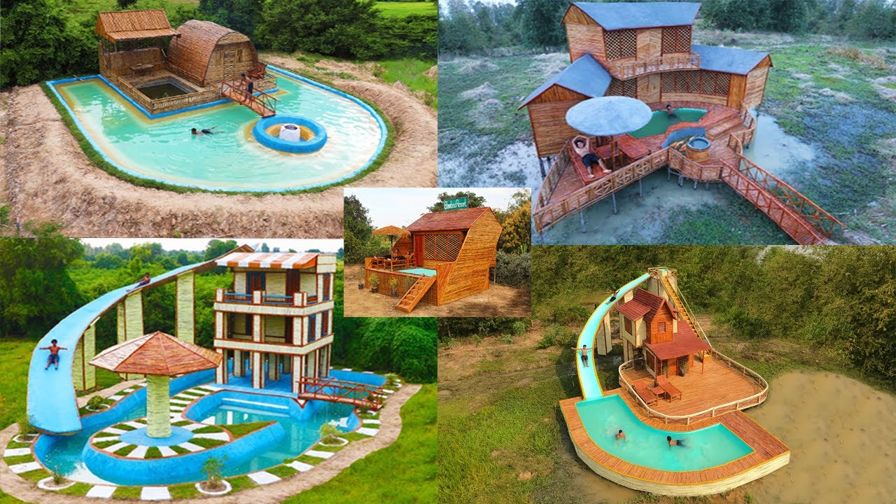 Top 5! How To Build Bamboo Resort, Pool, Water Slide, Bamboo Umbrella ...