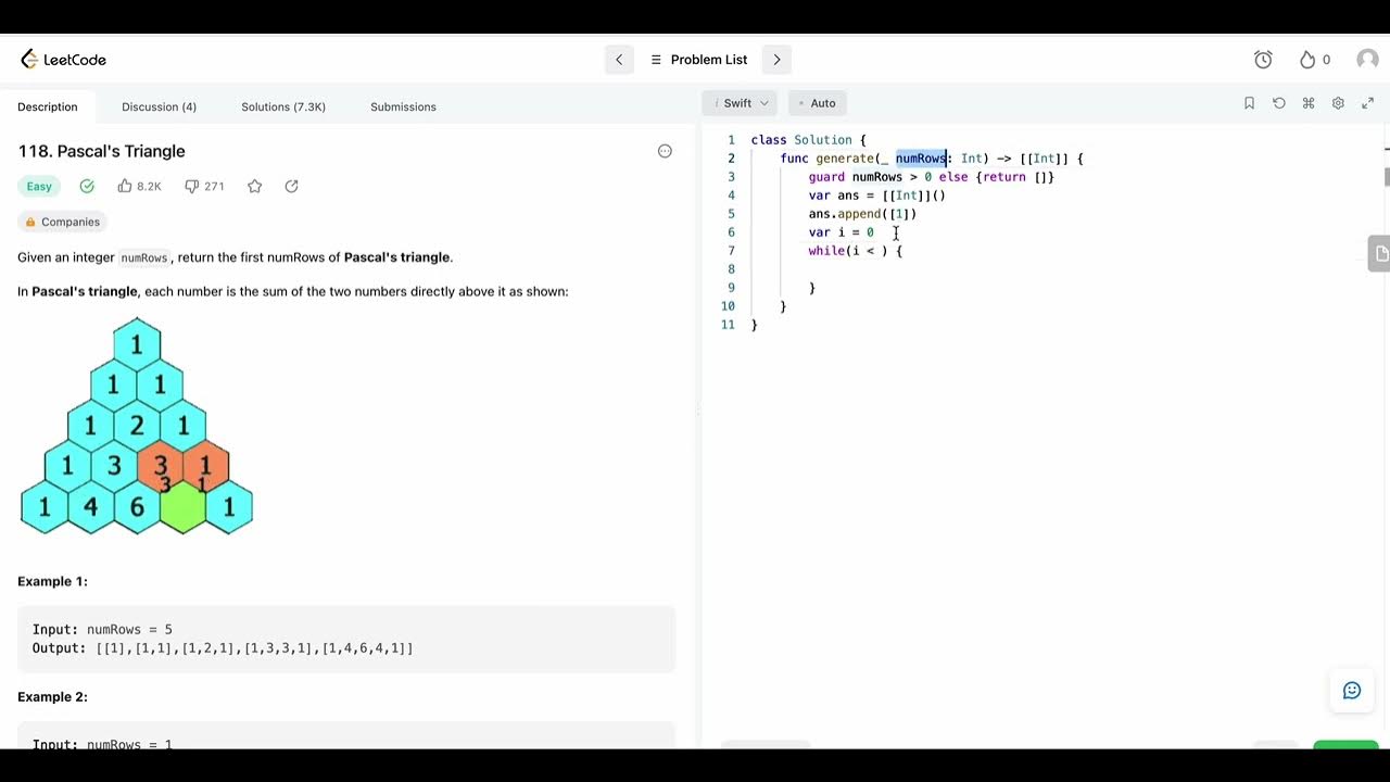 Leetcode 118: Pascal's Triangle - YouTube