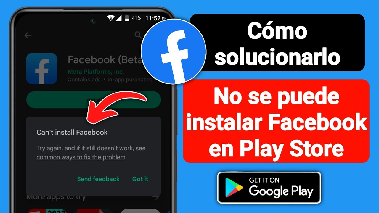 Cómo solucionarlo No se puede instalar Facebook en Play Store | No ...