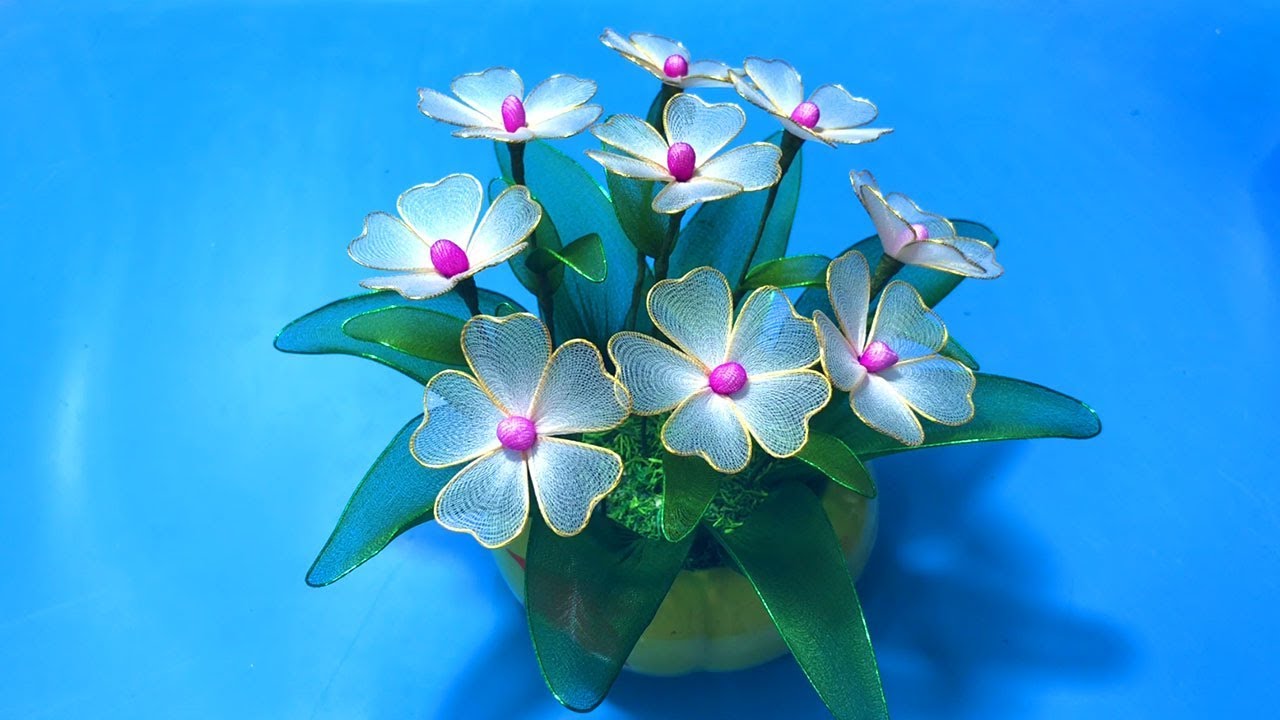 How to make stocking flowers 2018 | DIY flower easy & fast - YouTube