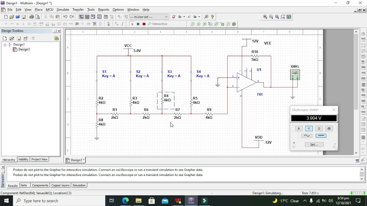 R 2R DAC Simulation In Multisim Simulation Of Digital To Analog