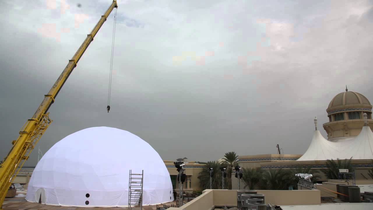 Time Lapse of Nahkeel Dome Skin Setup in Dubai by Pacific Domes - YouTube