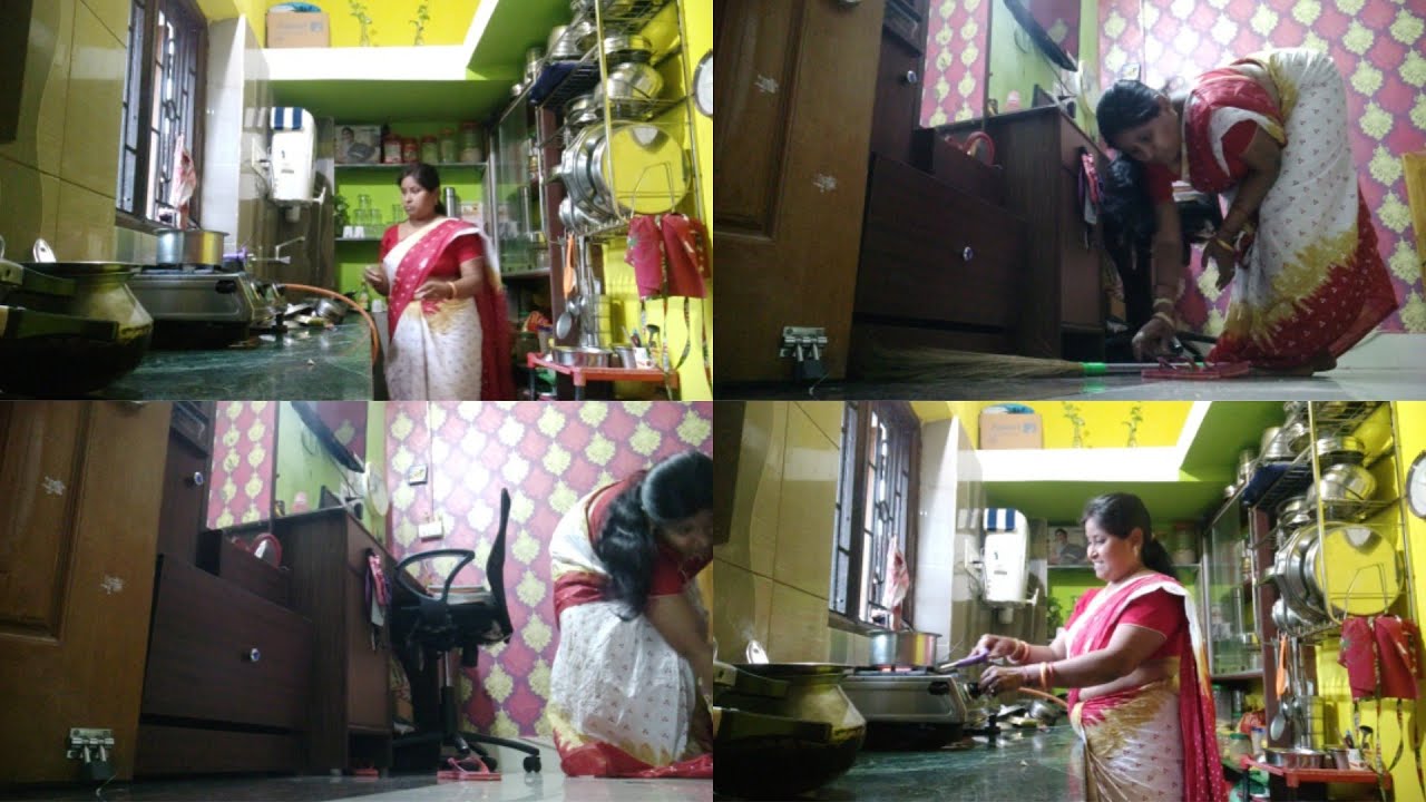 Saree lover ️ Indian House wife Evening buy work 💕 cleaning video - YouTube