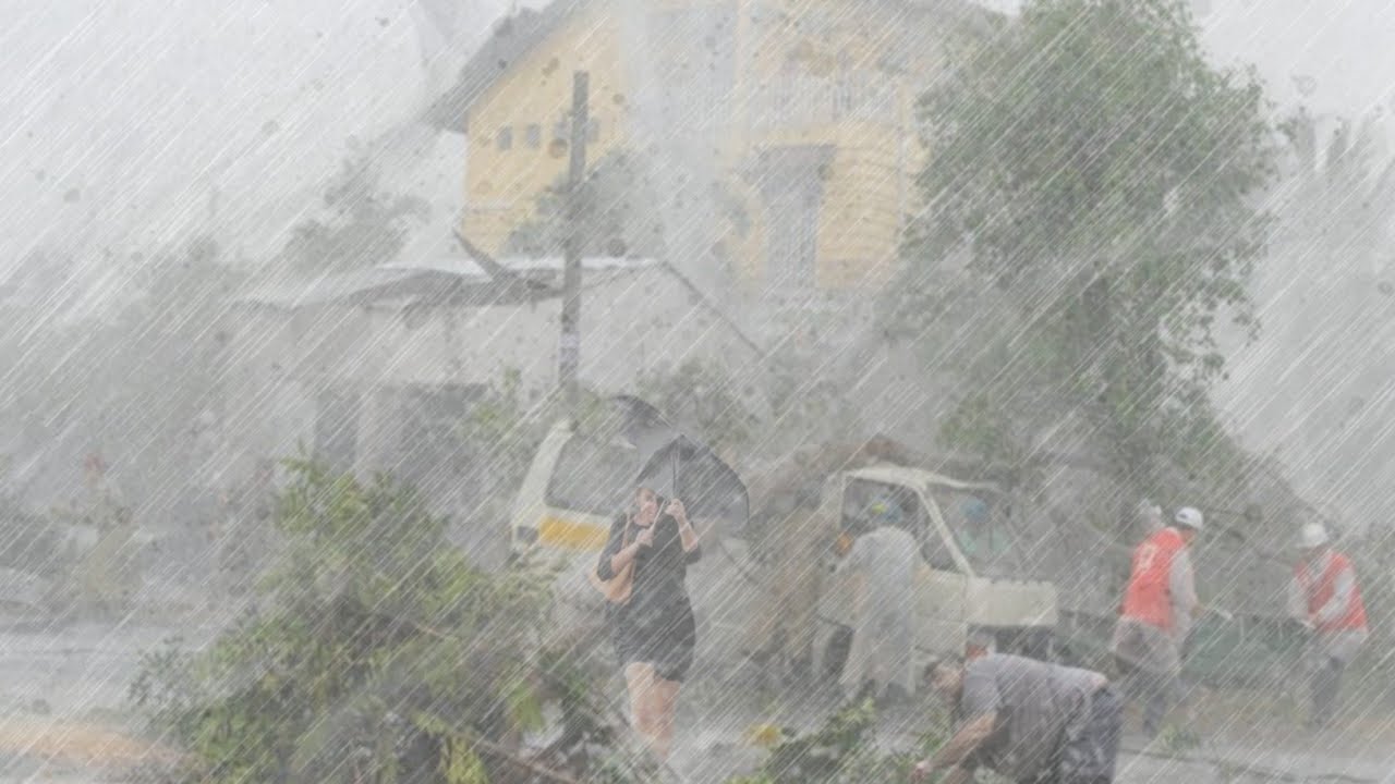 Giant Hurricane Attack! Extreme Typhoon on Earth Devastating Village ...