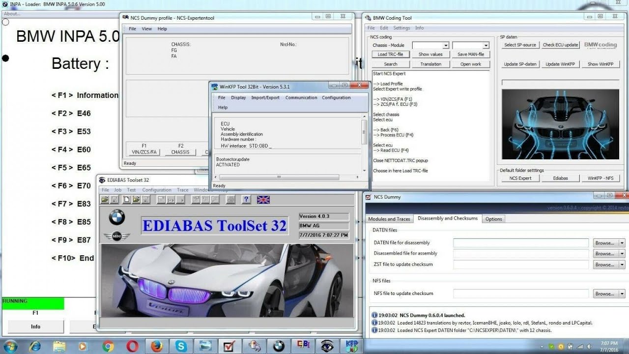 Detailed installation BMW software INPA, NCS-EXPERT, WIN-KFP, TOOL32 ...