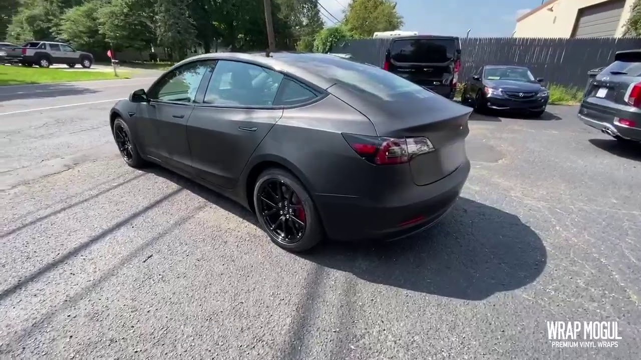 2020 Tesla Model 3 Full Wrap in Matte Black/Ceramic Pro/More - YouTube