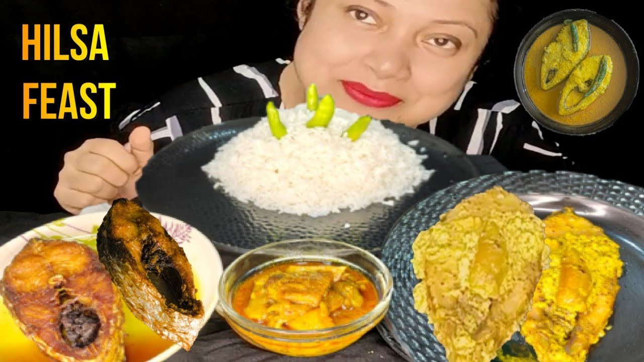 HILSA FISH FEAST- HILSA FRY, SORSHE ILLISH, DRY HILSA CURRY WITH RICE ...