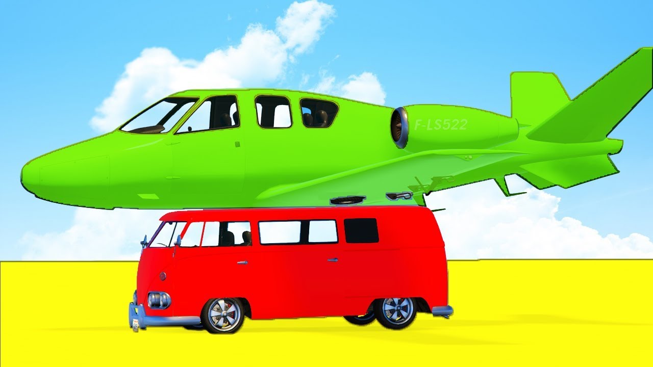 Fun Colors Plane on Bus & Spiderman Cartoon Colors for Children w Kids ...
