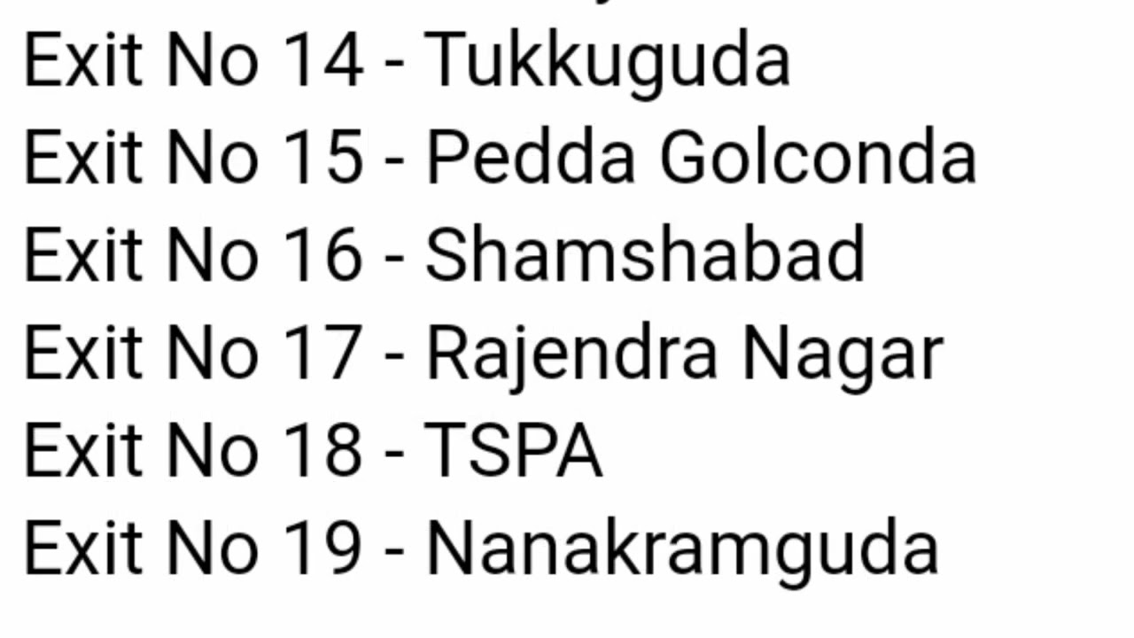How many exits ORR || Exit names || ఓ ఆర్ ఆర్ ఎగ్జిట్ పేర్లు - YouTube