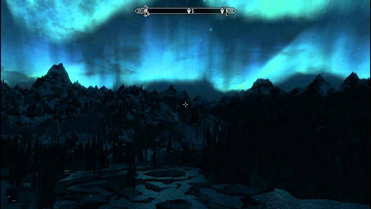 Skyrim Aurora Borealis blue tint - YouTube