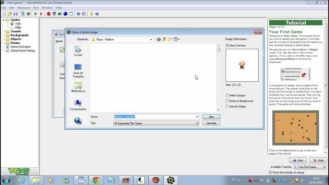 Como fazer um jogo no game maker 8.1-1ªparte - YouTube