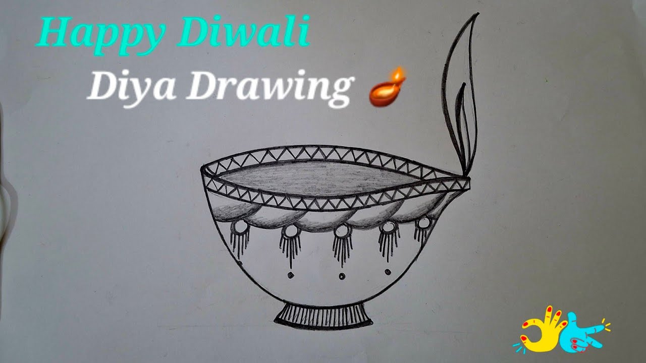 How To Draw Diya | Diwali Drawing Easy | Happy Diwali Pencil Drawing ...
