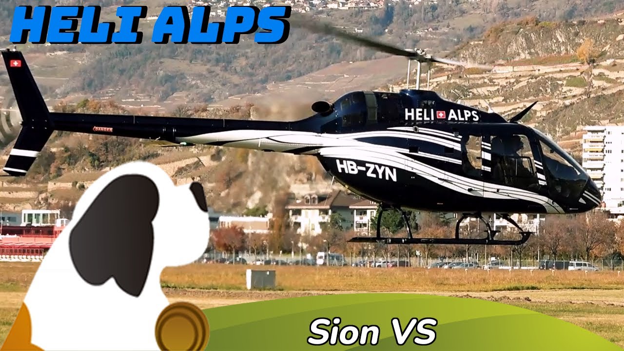 Heli Alps HB-ZYN – Bell 505 Jet Ranger X Takeoff in Sion - YouTube