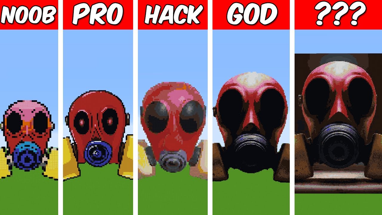 GAS MASK POPPY PLAYTIME 3 Pixel Art in Minecraft Noob vs Pro vs Hacker ...