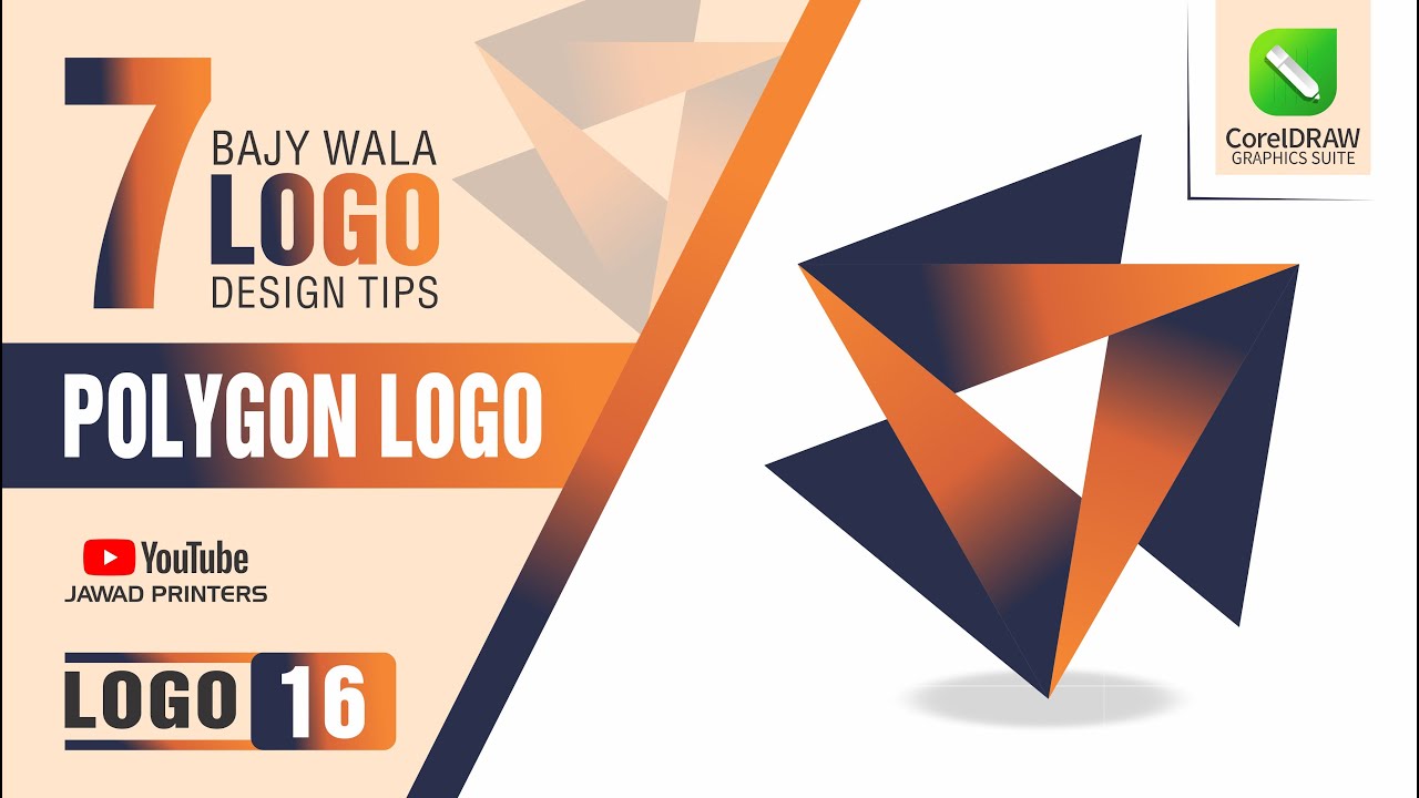 Polygon Logo Design - 7 Bajy Wala Logo (7 o'clock Logo) CorelDraw Tutorial - YouTube