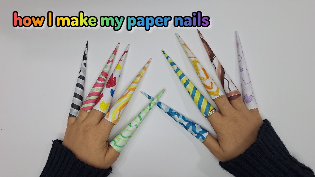 paper diy💅nails💅The popular grils nails at school/paper nails DIY ...