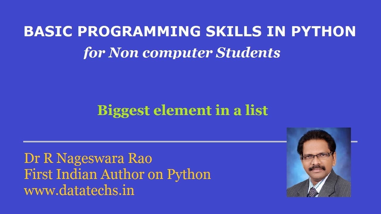 Python Program To Find Biggest Element In List YouTube Python Program To Find Biggest Element In List YouTube