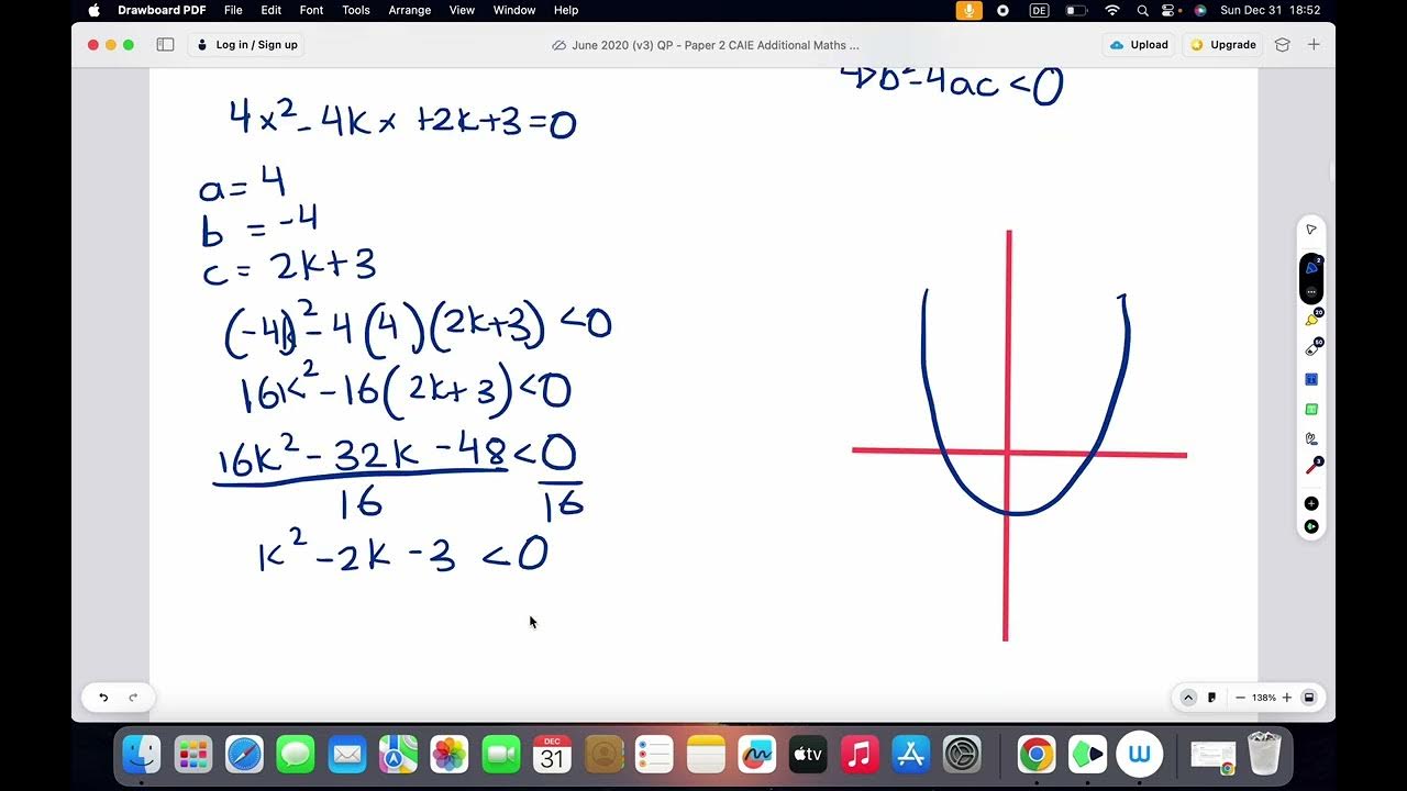 IGCSE Additional Math - 0606 May/June 2020 Paper 2 v 3 - Question 2 Walkthrough - YouTube