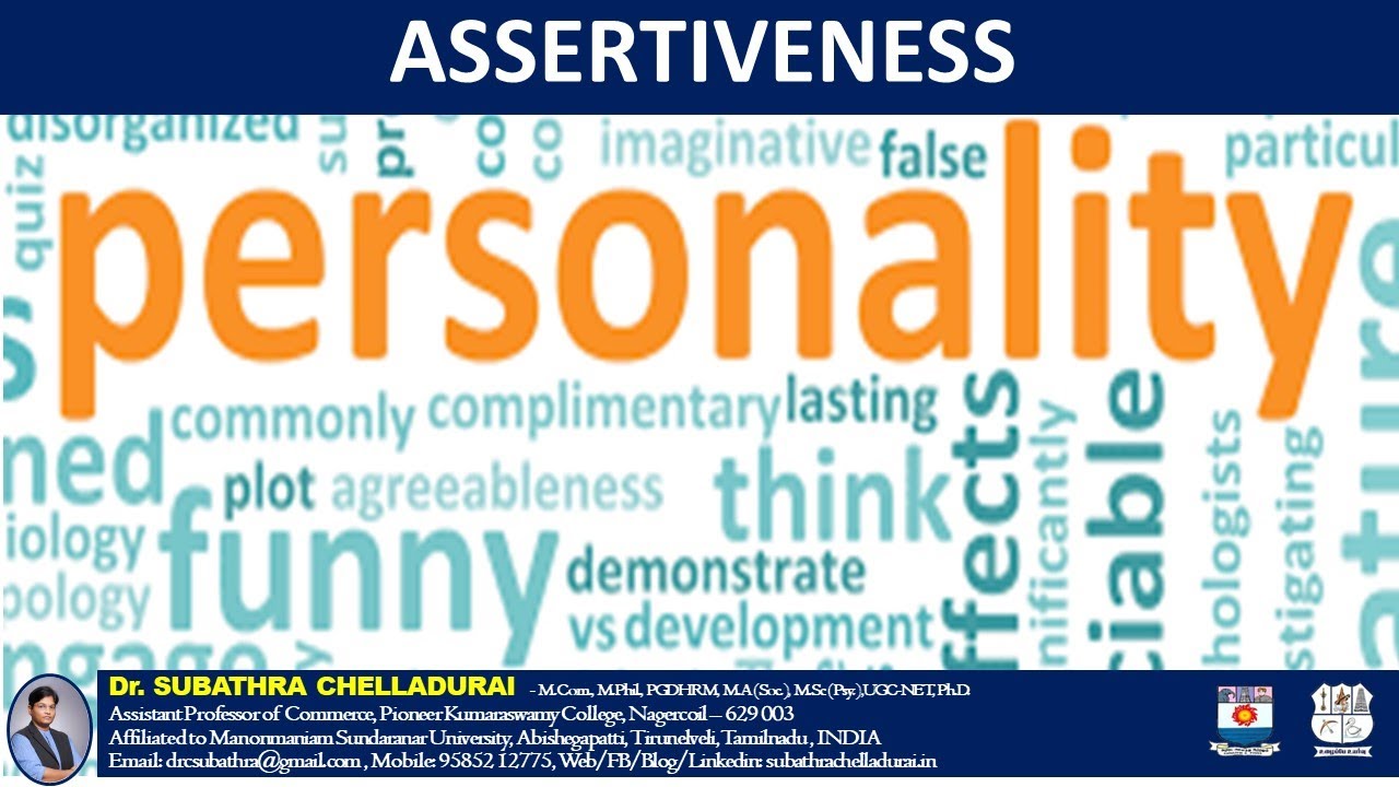 ASSERTIVENESS - by Dr. SUBATHRA CHELLADURAI - YouTube
