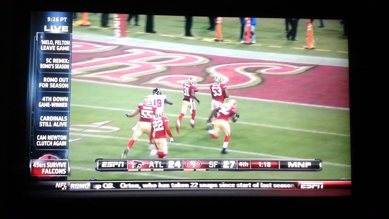Forty niners interception for touchdown - YouTube