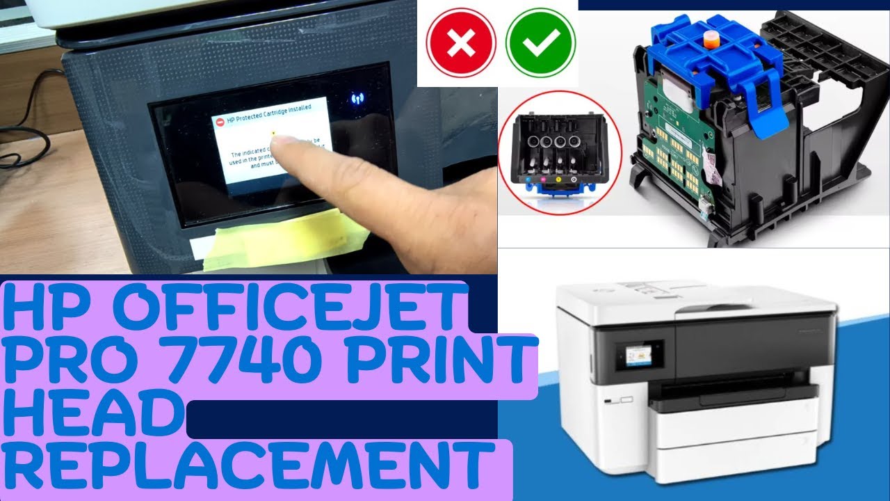HP Officejet Pro 7740 Print Head Replacement Step by Step Guide - YouTube
