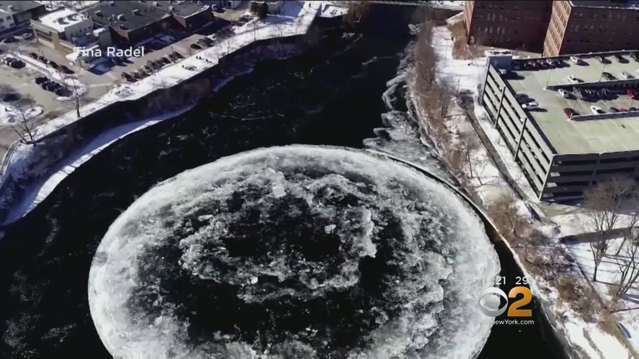 300 Foot Ice Disk Floating In Maine River - YouTube