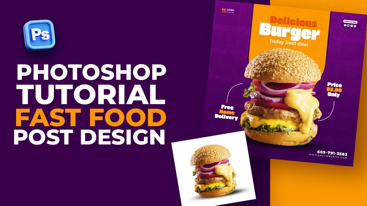 Create Stunning Fast Food Social Media Post in Photoshop – Easy ...