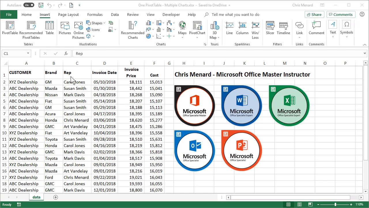 Recommended Pivottables In Excel By Chris Menard Youtube
