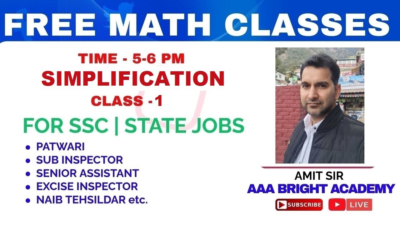 Free Maths Classes: Simplification Class 1 - YouTube