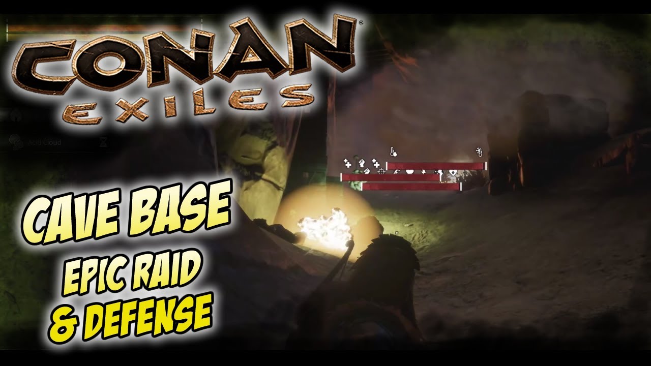 Epic Cave Base Raid and Defense - Conan Exiles PvP - YouTube