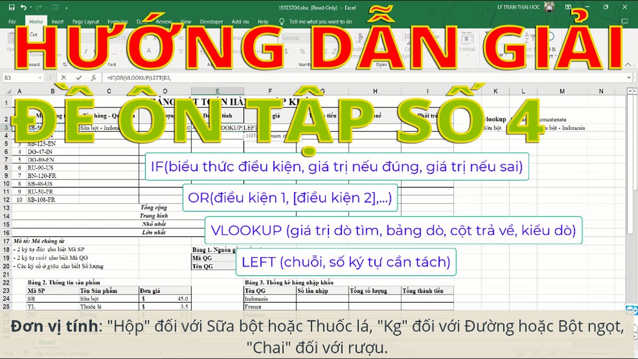 Tin học MOS 2 - Bộ 15 đề Excel từ dễ đến khó - Đề ôn tập số 4 - YouTube