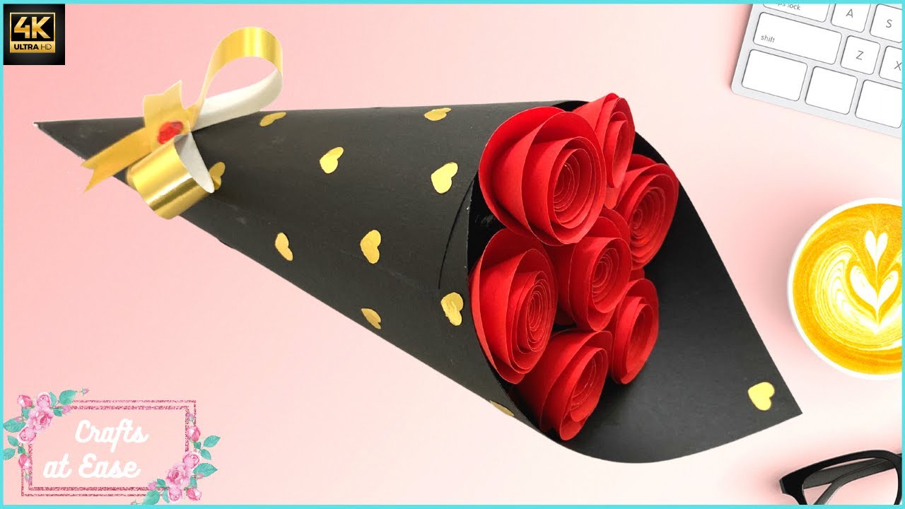 How to make Paper Rose Flower Bouquet | Easy Paper Rose Bouquet ...