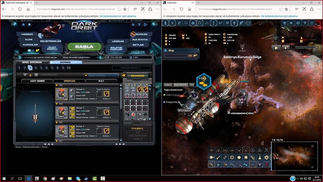 Darkorbit 8 İris Gemiler İçin Konfigürasyonlar !!! - YouTube