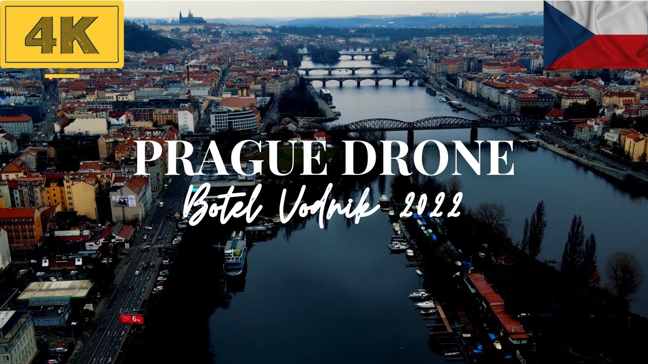 Botel Vodnik by Drone - Prague, Czech Republic 2022 || Chill background ...