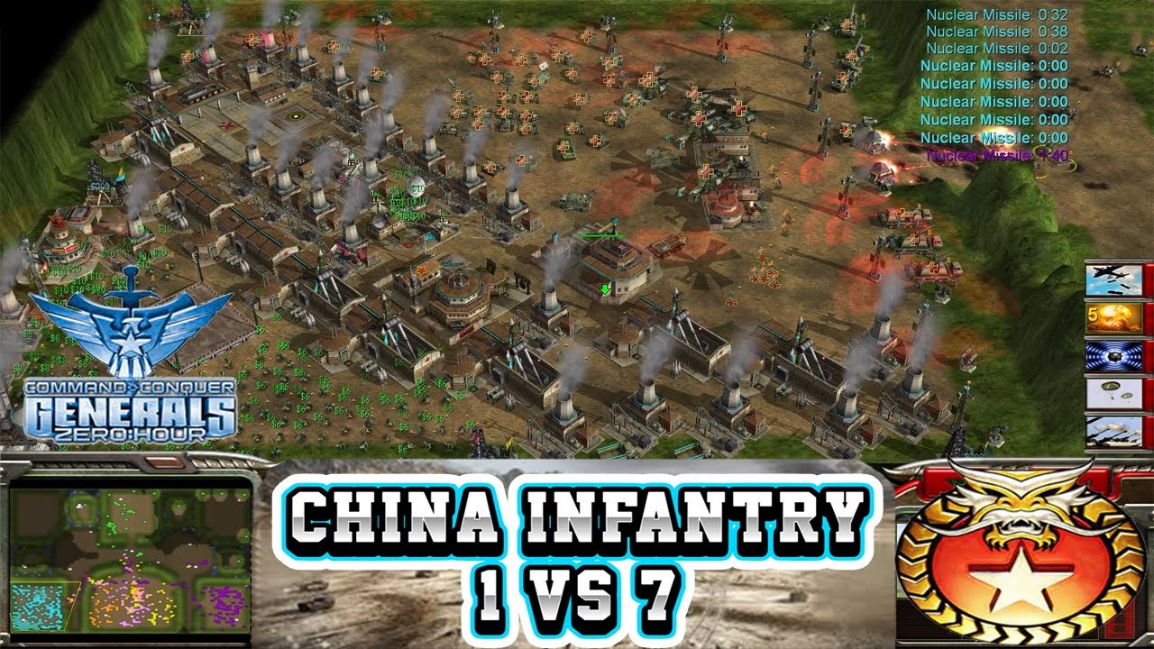 Command & Conquer Generals Zero Hour - China Infantry General 1 vs 7 ...