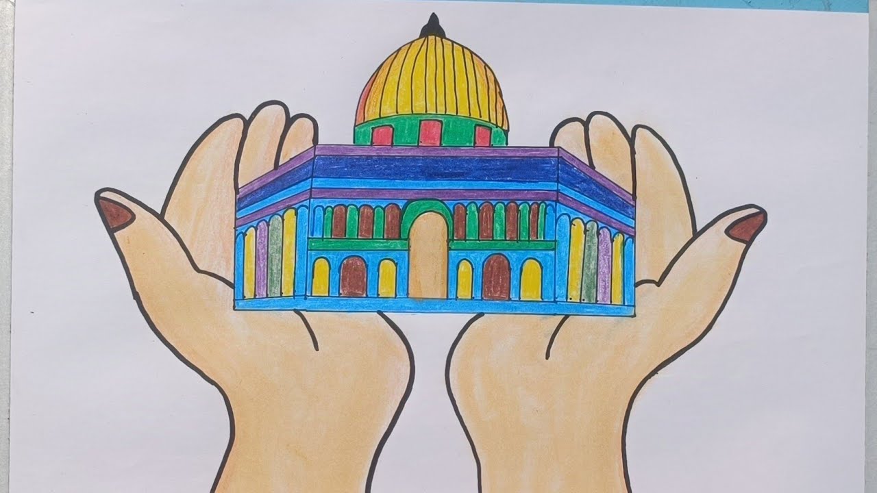 Al Aqsa mosque Drawing tutorial. Easy Al aqsa masjid pencil sketch step ...