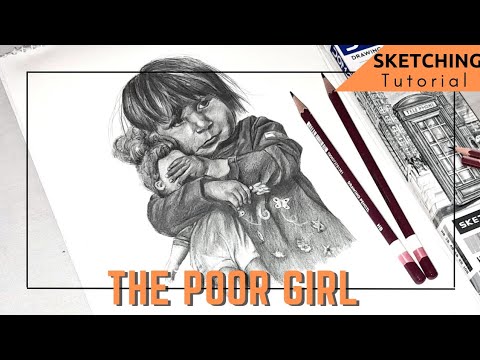 THE POOR GIRL drawing with DOMS grid pencil ️ [CINEMATIC] | #sketch # ...