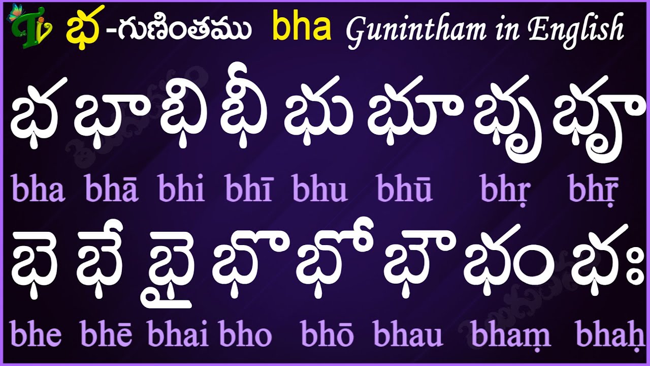 Telugu Guninthalu in English | How to write Bha gunintham in English ...