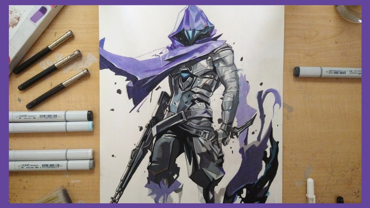 dibujando a omen (valorant) drawing omen | amjoseart - YouTube