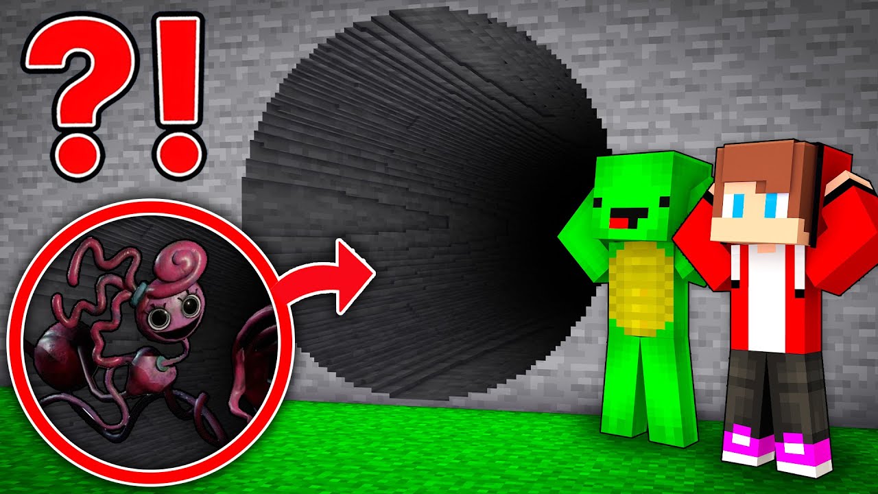JJ and Mikey Found SCARY Mommy Long Legs Tunnel - Maizen Minecraft ...