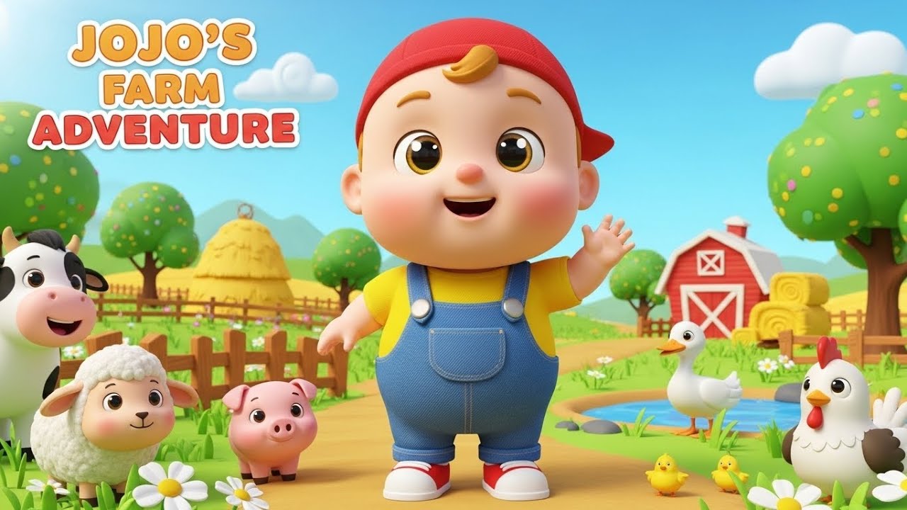 Jojo Farm Adventure nursery rhyme | Cute animals song for kids | 3D ...