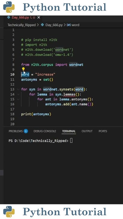 Getting Antonyms For Words With Python | Python Tutorial - YouTube