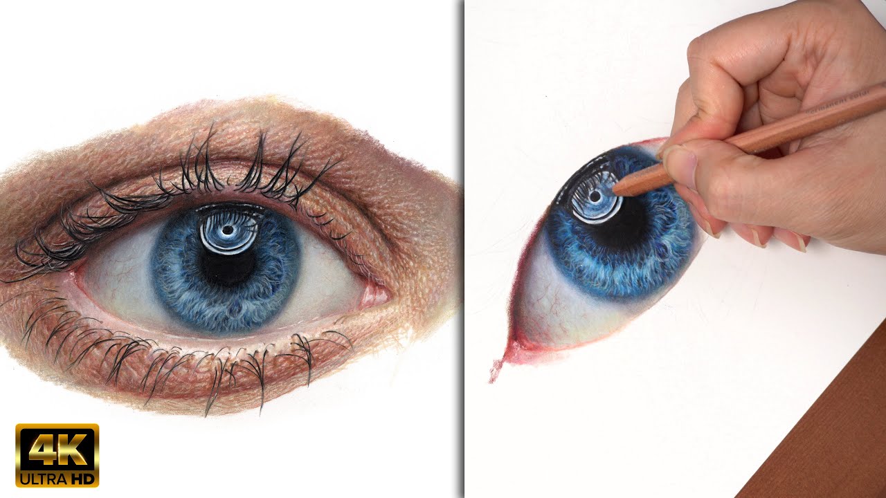 Real Time Drawing a Realistic Eye in Colored Pencil - YouTube