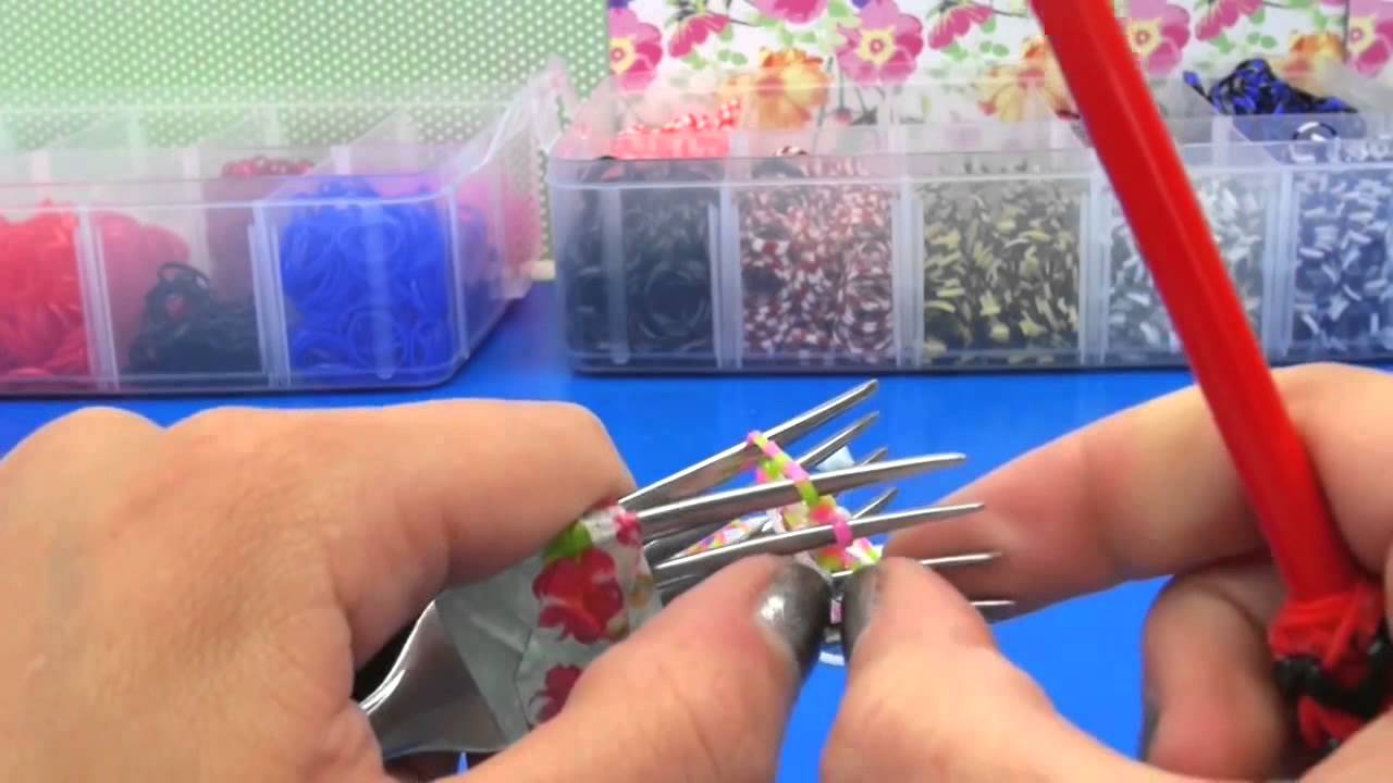 Браслет из резинок стиль простой компакт без станка Rainbow Loom dragon scale tutorial - YouTube