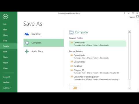 Disable Save As in Excel - YouTube