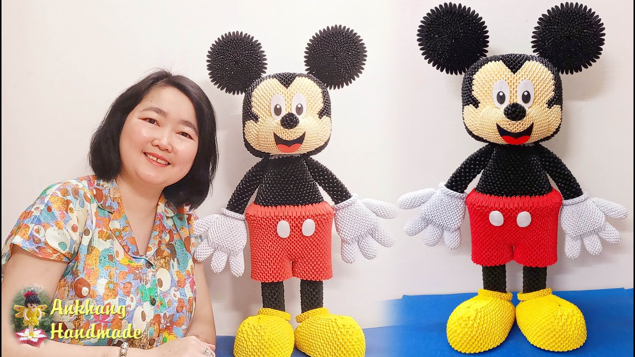 3d origami Mickey mouse big size tutorial P3 | DIY paper miniature ...