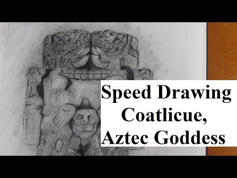 Speed Drawing Coatlicue Aztec Mythology - YouTube