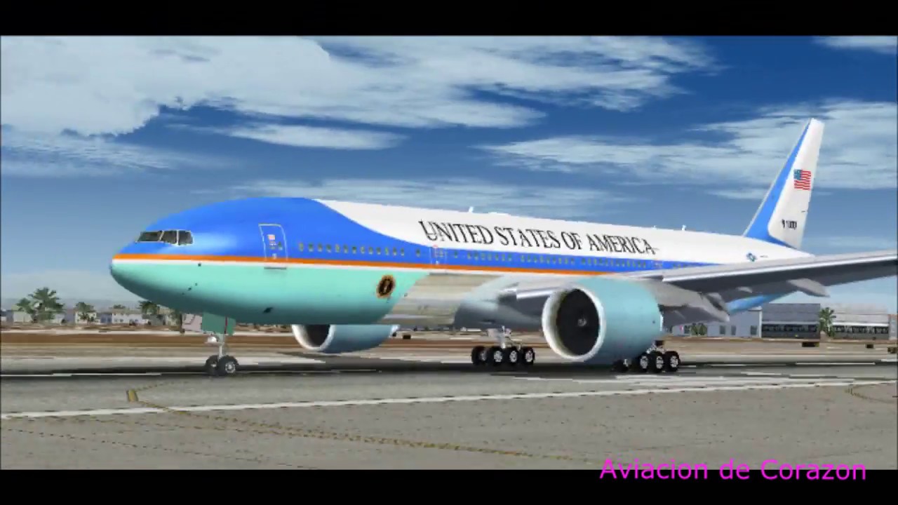 Fs2004 B777 Air force USAF KLAX - SPJC - YouTube
