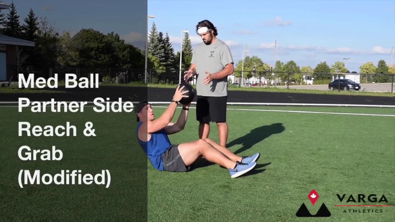 Med Ball Partner Side Reach & Grab Modified - YouTube